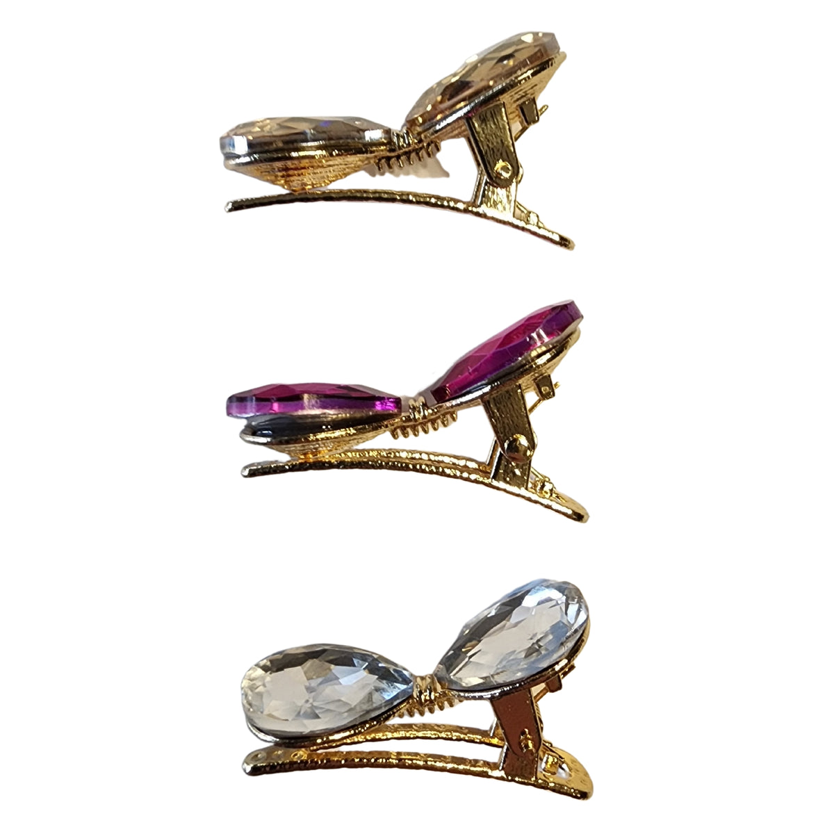 Mini Gem Cut Bow Clips - 3 Pack – Pink Pewter